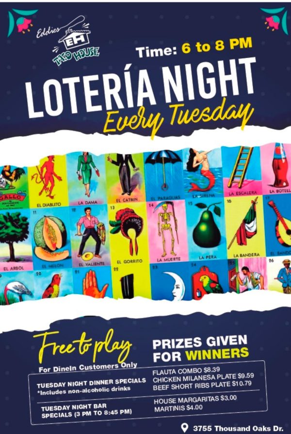 Loteria Night – Every Tuesday – Eddies Taco House